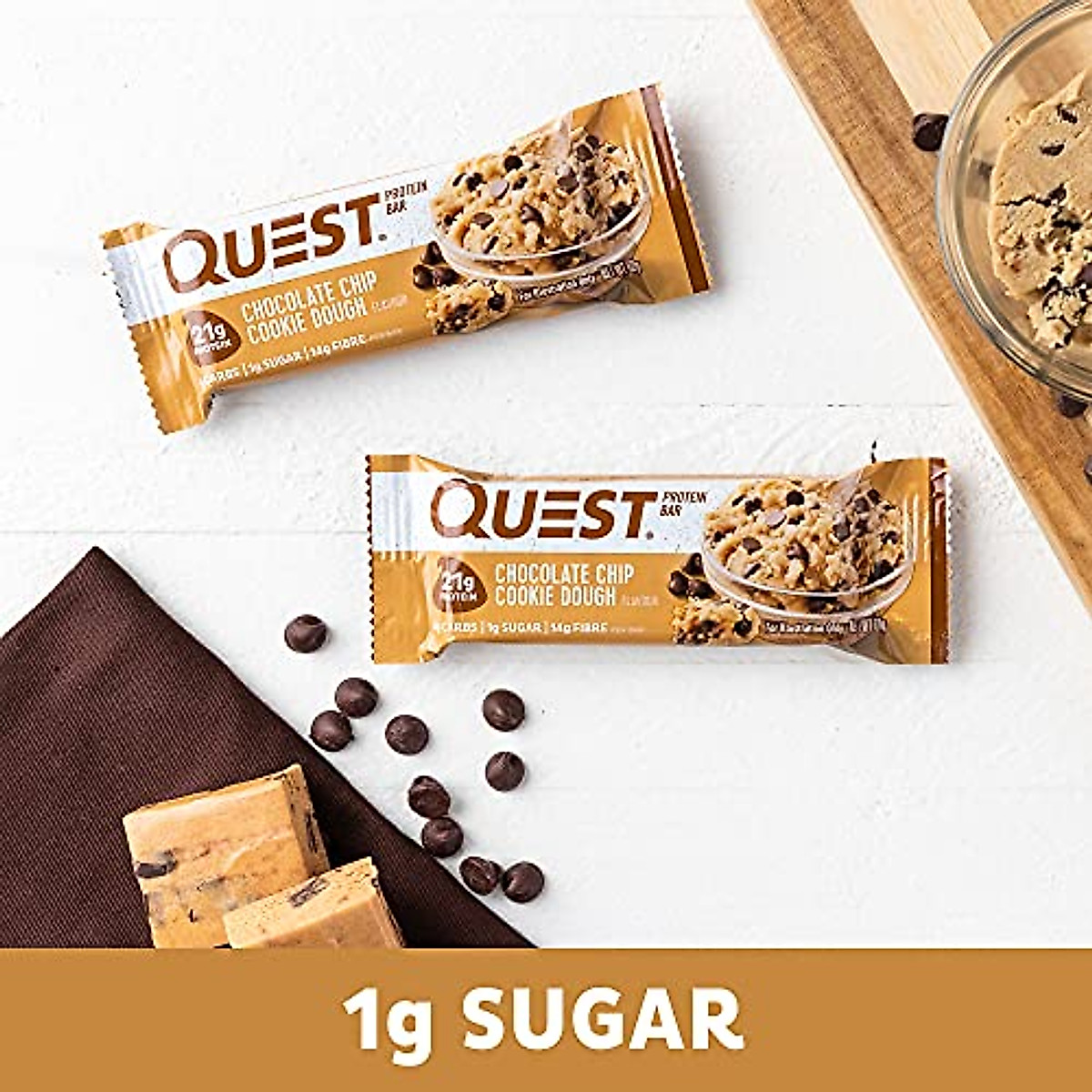 Quest Protein Bar Chocolate Chip Cookie Dough, 2.12 Ounce
