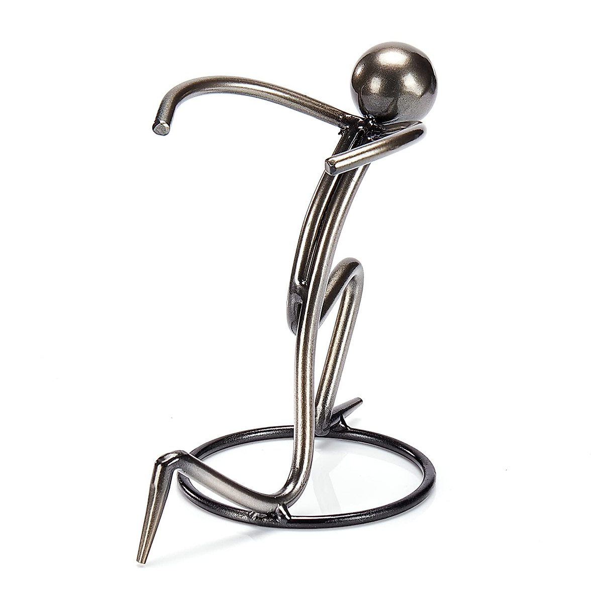 Aayla Tabletop Wine Rack - Metallic Silver Freestanding Countertop Figurine Wine Bottle Holder, Unique Wine Gifts and Accessories for Wine Lovers (Double 1)