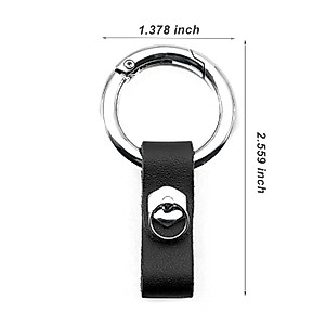 INFIPAR Circle Carabiner Keychain Clip Quick-Release Spring Ring & Anti-Lost Ring Attach Leather Key Chain, No Screwdriver Required, 1 Pack, Black - Newest Version