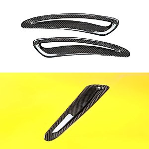 JSWAN Real Carbon Fiber Car Hood Vent Air Flow Intake Body Kits Decoration Panel Cover For GR Supra A90 2019-2023 Air Flow Intake Hood Scoop Bonnet Vent Cover (Bright Black with hole)