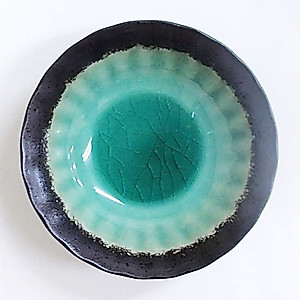 Japanese Deep Sea Green Small Bowl, 5.24" dia, 9.1 fl. Oz, Mino Ware, Salads Bowl, Dipping Bowl, Ceramic, Set of 2, M433-21