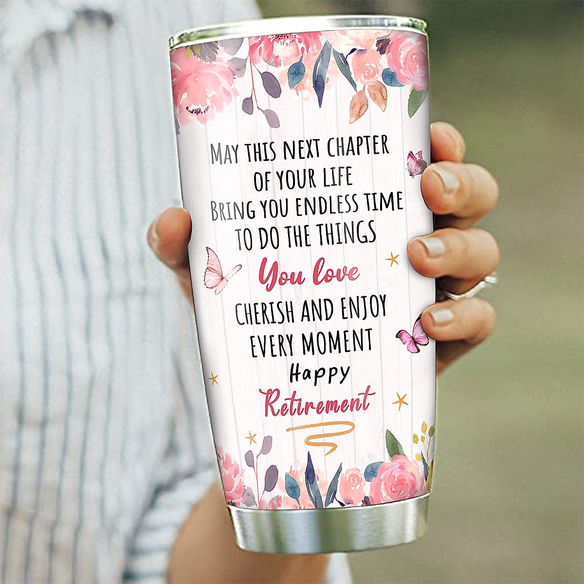 CGMIBAS Retirement Gifts Tumbler Cup 20Oz, Happy Retired Coffee Travel Mug, Retirement Drinking Cup, Retirement Mug Gifts for Women Friends Nurse Teacher