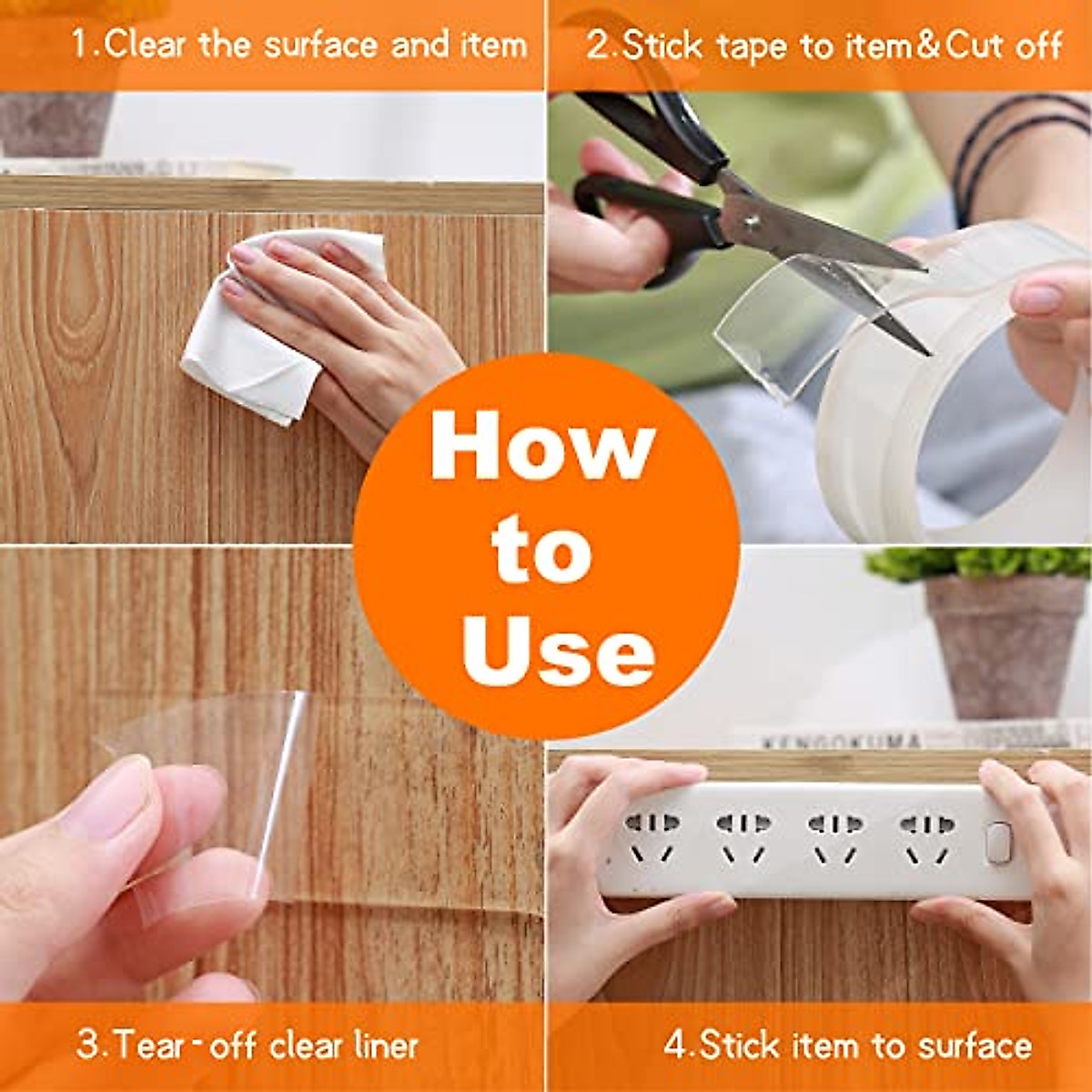 Yeefeoch Double Sided Tape Heavy Duty, Adhesive mounting Picture Hanging Strip Adhesive DIY NanoTape for Wall Heavy Tape, T002 ，Double Sided Tape Heavy Duty(M, 0.07 in*1.18 in*10 Feet)