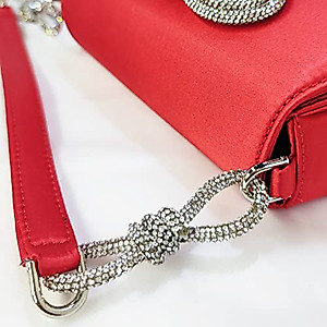 Double Bow Rhinestone Evening Handbag for Women Mini Hobo Bag Tote Bag Elegant Purses for Wedding Travel Party