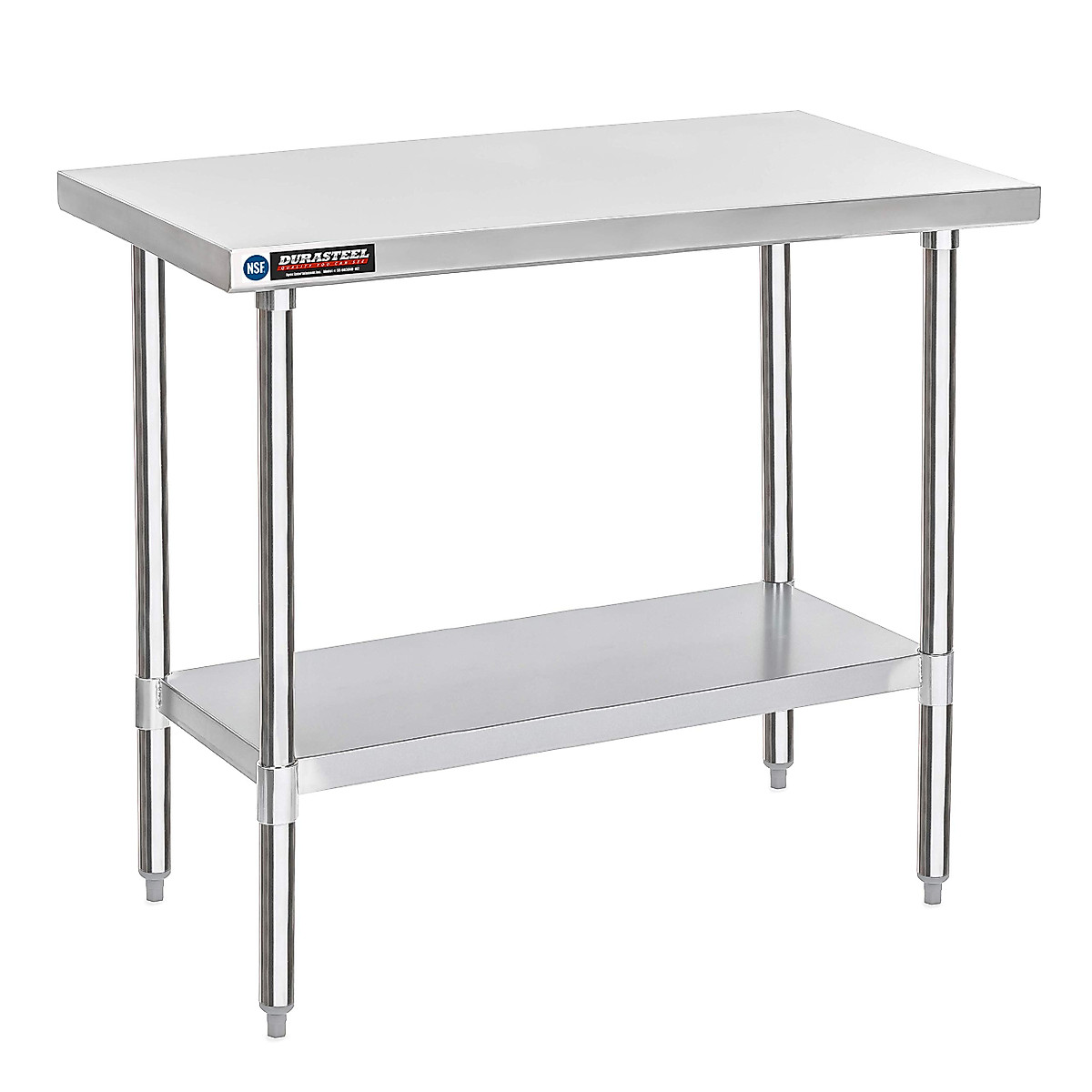 DuraSteel Food Prep Stainless Steel Table - 30 x 48 Inch Commercial Metal Workbench with Adjustable Under Shelf - NSF Certified - For Restaurant, Warehouse, Home, Kitchen, Garage