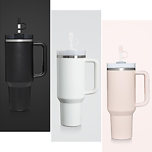 Straw Cover Caps for Stanley Cup 20-40oz Tumblers Accessories,Silicone Straw Topper Reusable 3-5 Pcs,Compatible with Simple Modern,Yeti,Hydroflask and other 6-10mm Straws (cylindrical 3 pcs)