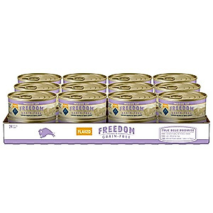 Blue Buffalo Freedom Grain Free Natural Adult Flaked Wet Cat Food, Indoor Chicken 5.5-oz cans (Pack of 24)
