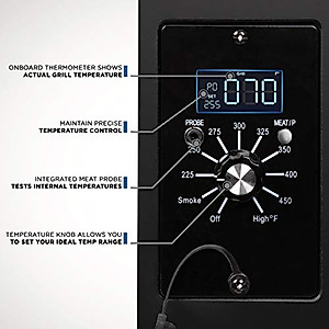 Ivation Automatic Wood Pellet Smoker & Grill | All-in-1 Electric Offset BBQ Smoker w/Digital LCD Precise Temperature Control, Built in Meat Probe, Flame Tamer, Utensil Rack & Grease Bucket