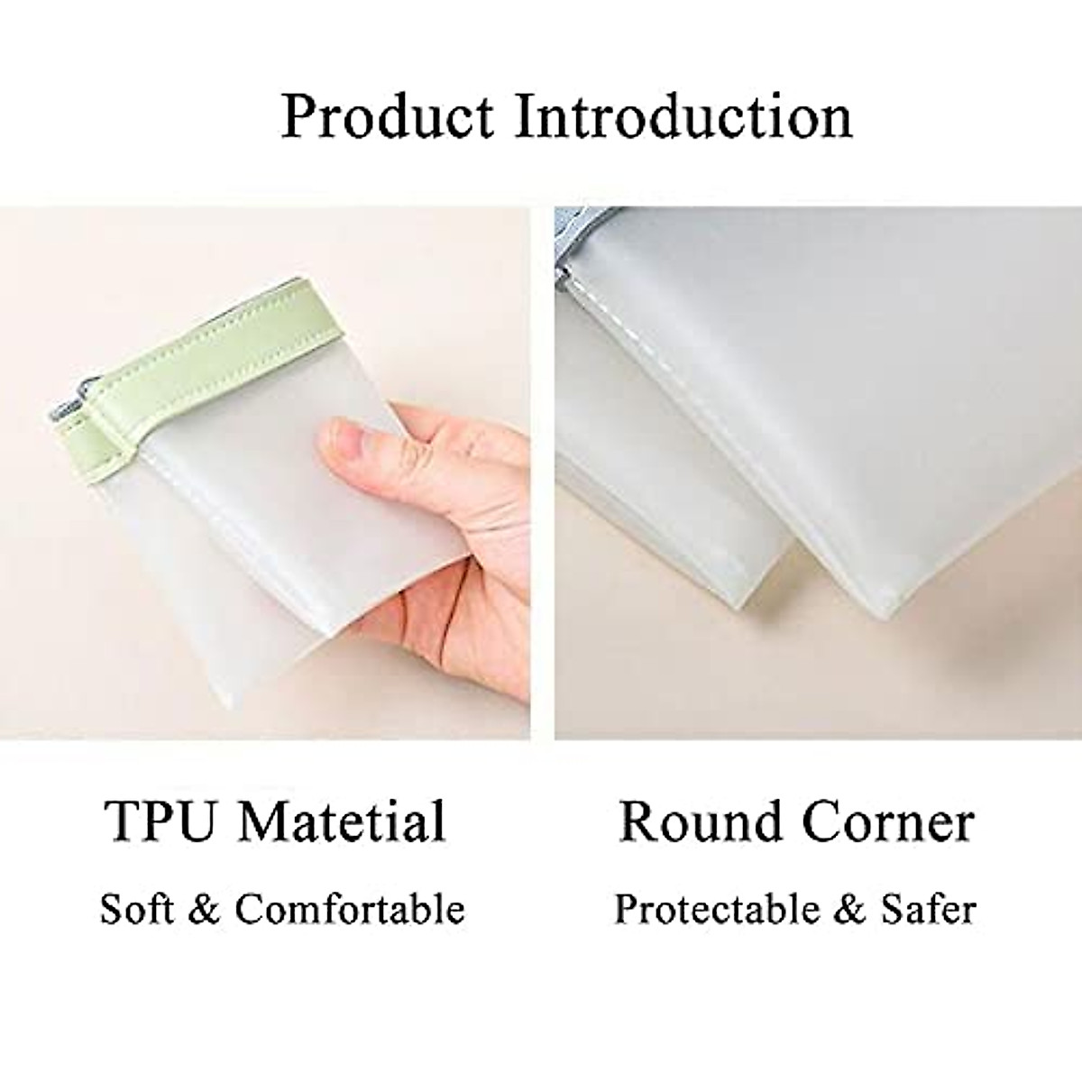 Pencil Case Set, Clear Pencil Pouches, Zipper Pen Case Bag, Pencil Storage Pouch, Makeup Bag for Women, Portable Office Stationery Pouch for Students Adults,Creamy-White