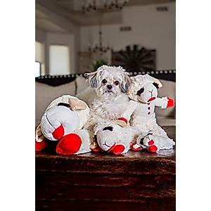 Multipet Plush Dog Toy, Lambchop, 10", White/Tan, Small