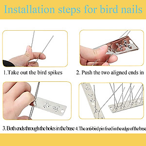 GREBAI Bird Spikes for Pigeons Small Birds,Stainless Steel Fence Spikes,Effectively Deter Crows,Woodpeckers,Pigeons and Other Small Birds Cover 16.2Feet