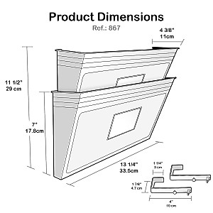 Acrimet Wall Mount Pocket File Organizer Holder (Hangers Included) (Black Color) (2 Pack)