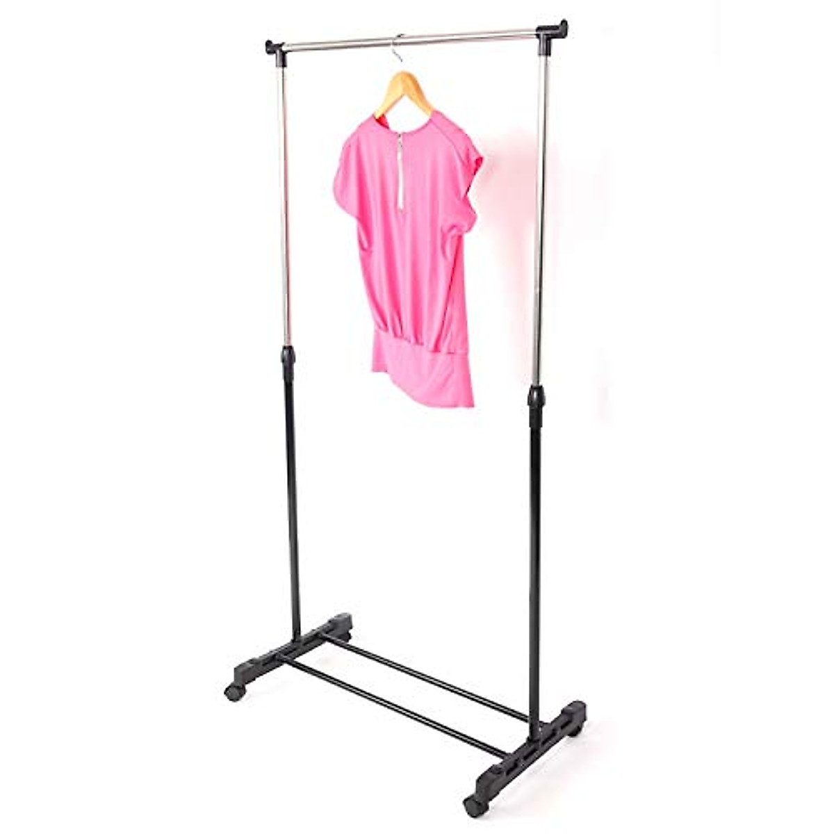 Ochine Adjustable Height and Width Rolling Metal Clothes Rack Height Adjustable Clothes Rack Portable Clothing Rack Rolling Garment Rack Hanging Rack Rolling Clothes Organizer Chrome Garment Rack