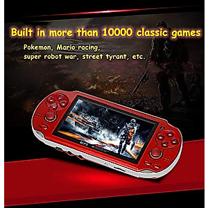 Handheld Portable Game Console，ANXTO Mini Retro Player Built-in Classic Games 4.3 Inch 8G Built-in Free 10000 Games+LCD Screen MP4 Function,Present for Kids and Adult red