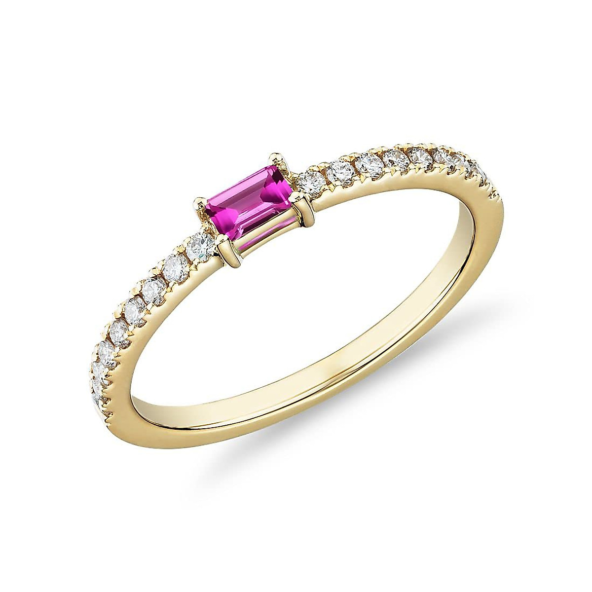Jewelrygift Plated Stacking Band Ring Created-Pink-Sapphire Gtone Daliy Wear, Party Wear, Ofice Wear Beautiful Engagement Wedding Jewelry for Men and Women Ring : 5.5
