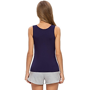 Rosyline 4 Piece Women Tank Tops Basic Sleeveless Undershirt Layering Tanks Black/Grey/Dark Blue/Wine Red S