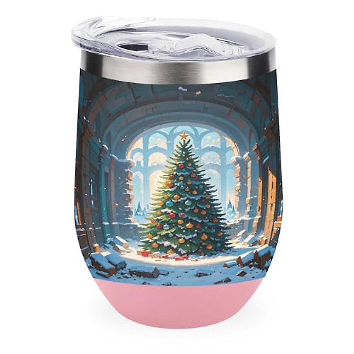 WYUSPGK 304 Stainless Steel Insulated Cup, Winter Ruins Print Smooth Rim, Durable & Reusable - Perfect for Office, Home, And Travel