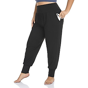 ZERDOCEAN Women's Plus Size Casual Yoga Joggers Comfy Workout Lounge Pants Black 5X