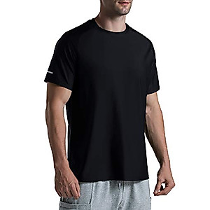 Men's Cooling Ice Silk Running Shirts Quick Dry Short Sleeve Athletic Gym T-Shirts UPF 50+ Outdoor Workout Tshirts Black