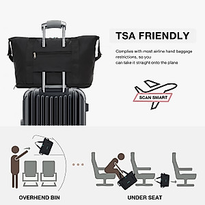 Foldable Travel Duffel Bag Portable Luggage Bag Large Capacity Lightweight Oxford Fabric Waterproof for Travel Work Errandable Weekend Stadium Gym Men and Women (Black)