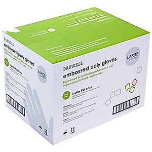 Daxwell Poly Gloves, Embossed, Large, Clear, F10003430 (Case of 5,000; 10 Boxes of 500)