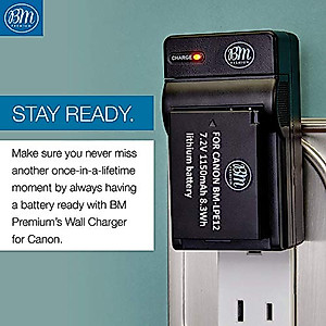 BM Premium 2-Pack of LP-E12 Batteries and Charger for Canon EOS-M, EOS M2, EOS M10, EOS M50, EOS M50 II, EOS M100, EOS M200, SX70 HS, Rebel SL1 Camera