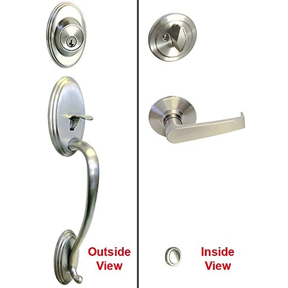 eBuilderDirect Satin Nickel Lock Door Lever Handle Entry/Privacy/Passage/Dummy/Deadbolt/Handleset 8101DC (Front Door Handle Set Keyed Alike)