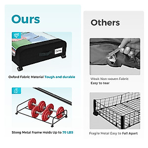 oylik 2 Pack Under Bed Storage with Wheels, Under Bed Shoe Storage Larger Capacity with PVC Clear Window & Label, Under the Bed Storage Containers for Shoe Clothes Toy Book(Black)