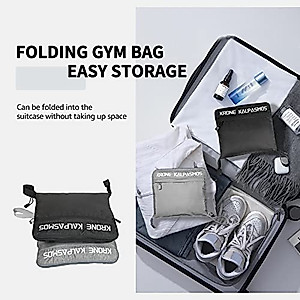 Krone Kalpasmos Small Gym Bag, Packable Sports Bag for Men, Gym Bags for Men with Shoe and Wet Pocket, Lightweight Waterproof Travel Duffel Bag (Black)