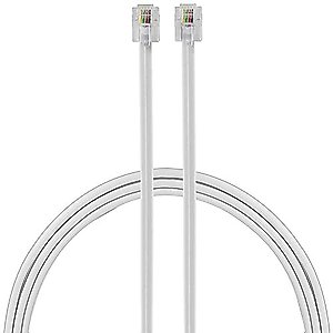 Power Gear Telephone Line Cord, 7 Feet, Phone Cord, Modular Jack Ends, Works for Phone, Modem or Fax Machine, for Use in Home or Office, White, 76581
