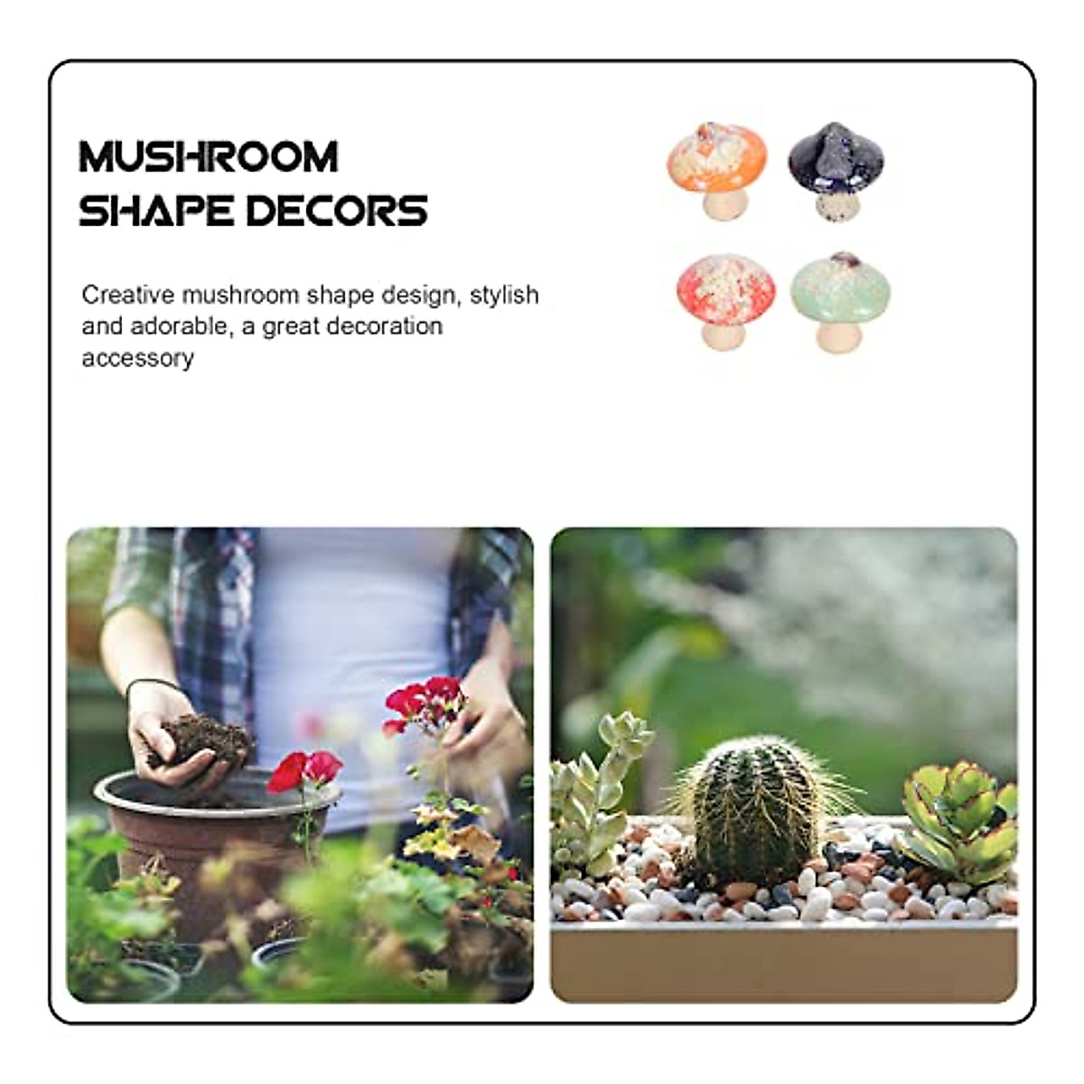 4Pcs Ceramic Mushrooms for Garden, Miniatures Mushroom Decor Mini Mushroom Garden Decor Mushroom Statue for Plant Pots Micro Landscape Dollhouse Decor