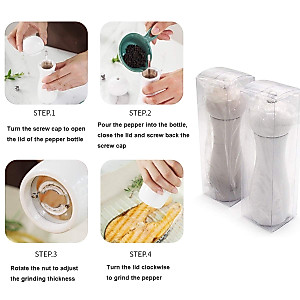 Pepper Grinder, Salt and Pepper Grinder, Salt Grinder, Elegant Wood Salt and Pepper Mill, Ceramic Grinder Core, Refillable Manual Spice Mill Adjustable Coarseness Salt Pepper Grinder