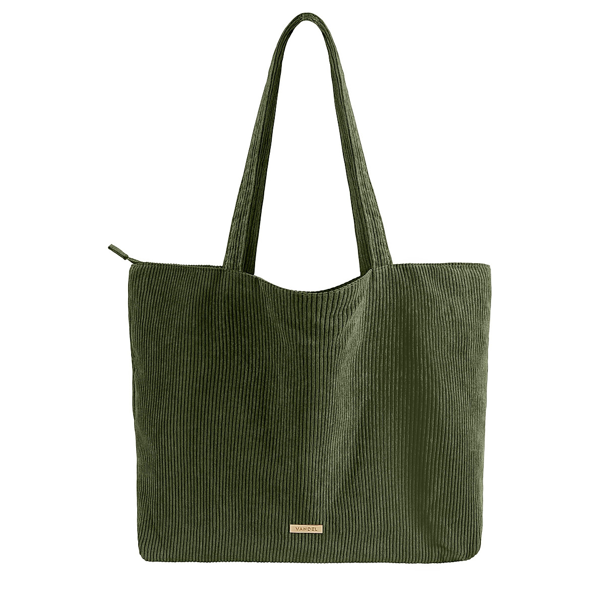 VANDEL Corduroy Tote Bag for Women and Men with Zipper and Inner Pockets. Cute School Tote Bag with Zipper, Aesthetic