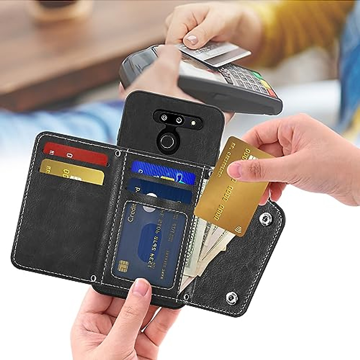 Asuwish Phone Case for LG G8 ThinQ Wallet Cover with Screen Protector and Credit Card Holder Crossbody Strap Stand Leather Cell Accessories LGG8 Thin Q G 8 LG8 G8thinq LGG8thinq 8G Women Girls Black