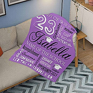 LOSARON Custom Graduation Throw Blanket from Mom Dad Grad Success Confidence Purple Blanket Customized Graduation Gifts Bed Blanket for Daughter Granddaughter 40x50 Inch