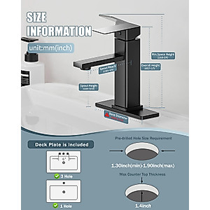 Casavilla Bathroom Faucet Set with Pop Up Drain, Single Handle Black Bathroom Sink Faucet with Deck Plate, Vanity Faucet for Bathroom Sink (1 Hole or 3 Holes), Farmhouse RV Sink Faucet-2 Sets