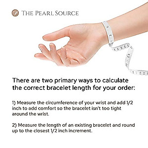 The Pearl Source Sterling Silver 10-11mm Baroque Black Tahitian South Sea Cultured Pearl Leather Bracelet for Women