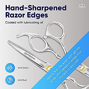 Equinox Professional Razor Edge Series Barber Hair Cutting Scissors - Japanese Stainless Steel Salon Scissors - 6.5” Overall Length - Fine Adjustment Tension Screw - Premium Shears for Hair Cutting