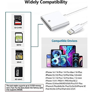 [Apple MFi Certified] SD Card Reader for iPhone, wamaxlink Lightning to Memory Card Reader for Camera and Drone, Trail Camera Viewer SD Card Adapter Compatible for iPhone 14 13 12 11 XS XR X 8 7 iPad
