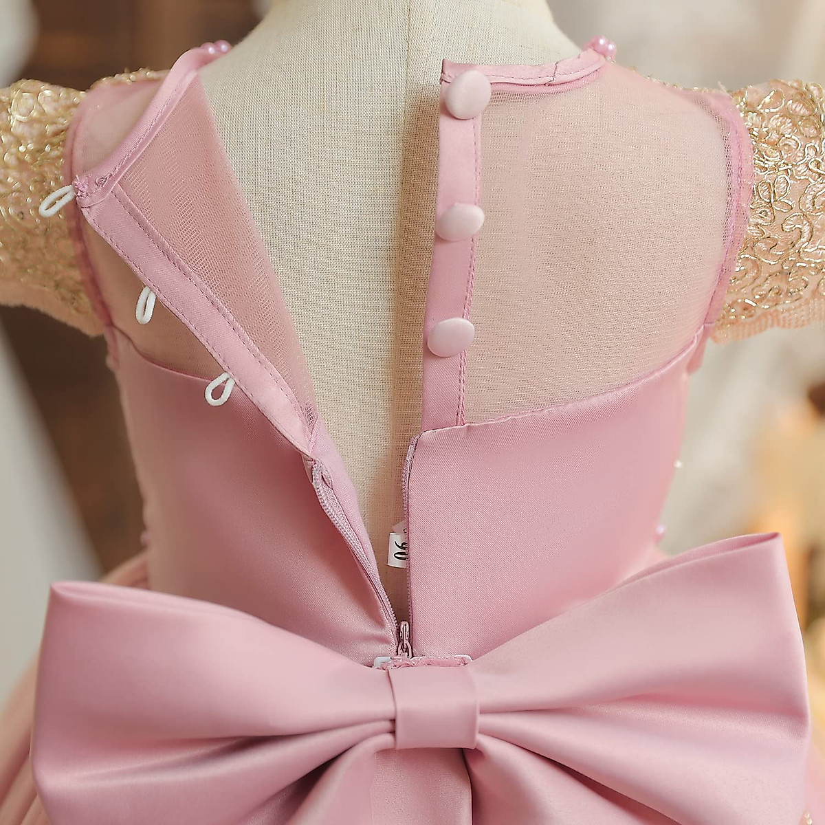 NNJXD Baby Girl Birthday Tutu Gown Pageant Party Wedding Dress 2035 Light Pink Size(90) 12-18 Months
