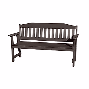 Phat Tommy Outdoor Garden Bench, Poly Lumber Outdoor Furniture, Weatherproof & Recycled Bench with Back, Brown