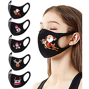 Christmas Face_Masks,Reusable Washable Face Protection Outdoor Dust Face Bandanas for Women Men (02, 5PCS)