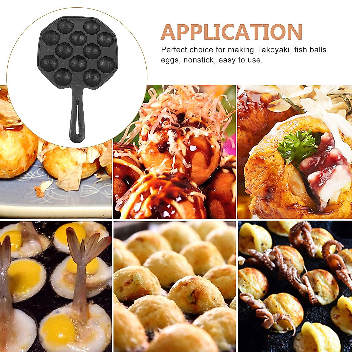 Hemoton Pans Grill Pan 19 Holes Baking Tray Cast Iron Nonstick Cooking Plate Pancakes Plate Octopus Balls Baking Maker for Quail Egg Octopus Black Nonstick Frying Pan Nonstick Frying Pan