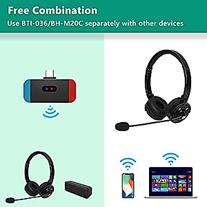 Giveet Wireless Gaming Headset Set w/USB-C Audio Dongle Compatible with Nintendo Switch Lite, Bluetooth Over Ear Headphones for PS4, PC, Plug n Play, 40ms Low Latency, in-Game Voice Chat