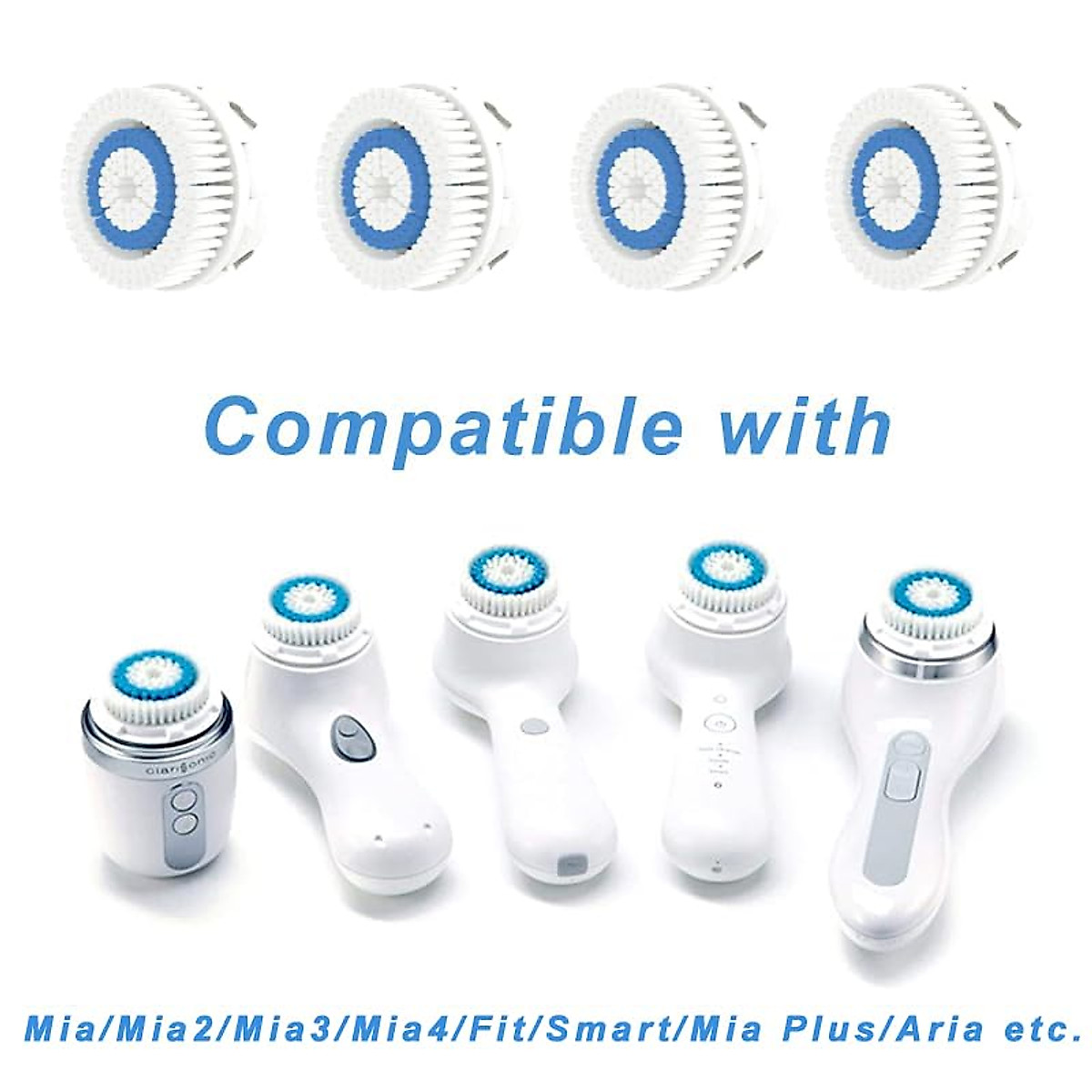 Compatible Replacement Facial Cleansing Brush, Skin Brightening, Deep Pore Face Brush Head Replacement as Facial Cleaning Tool for Clogged and Enlarged Pores(4-Pack)