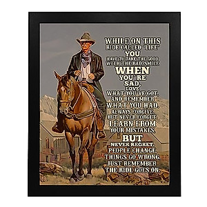 Ride Called Life - Inspirational Wall Decor, Motivational Rustic Western Wall Art with Cowboy Photo Print Is Ideal Living Room Decor, Office Decor, Library, Home Decor or Room Decor, Unframed -11x14