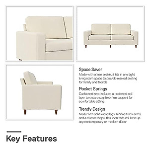 DHP Liah 3-Seater Sofa with Pocket Spring Cushions, Ivory