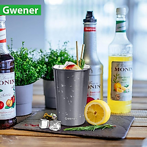 Gwener Stainless Steel Cups, Premium Metal 16 oz Pint Tumbler Stackable Metal Drinking Glasses for Adults or Kids Travel Outdoor Camping(16 oz/ 473 ml)