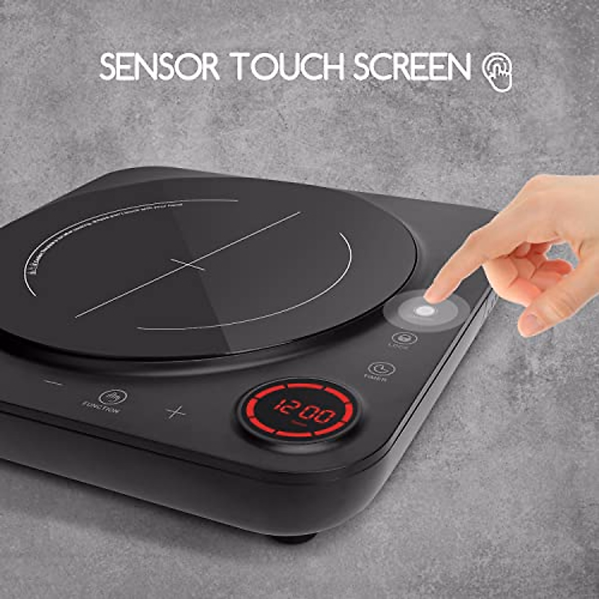 Aigostar Portable Induction Cooktop, Induction Burner with 8 Level Temp ​Setting Between 140°F-460°F, Timer, Electric Countertop Burner with LED Display, Child Safety Lock, Auto-Shut-Off