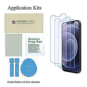 Focuses iPhone 12 Screen Protector, iPhone 12 Pro Screen Protector, Anti Blue Light Tempered Glass Film for Apple iPhone 12 Pro & iPhone 12,3-Pack